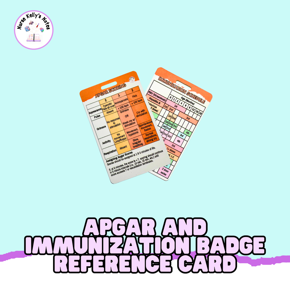 Apgar and Immunization NICU Reference Card: Wearable Badge Card for Ne ...