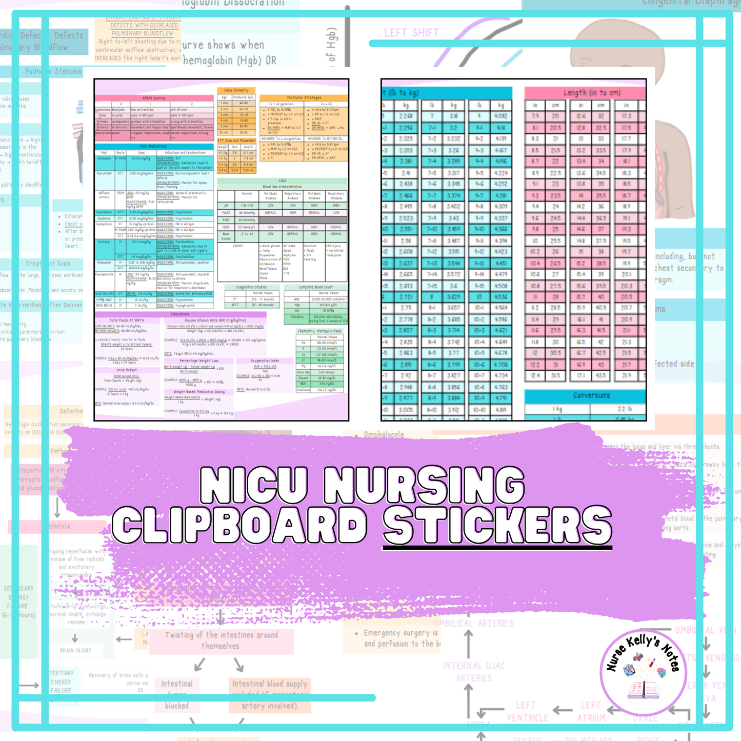 NICU Nursing Stickers for Clipboard | Perinatal and Neonatal Resources ...