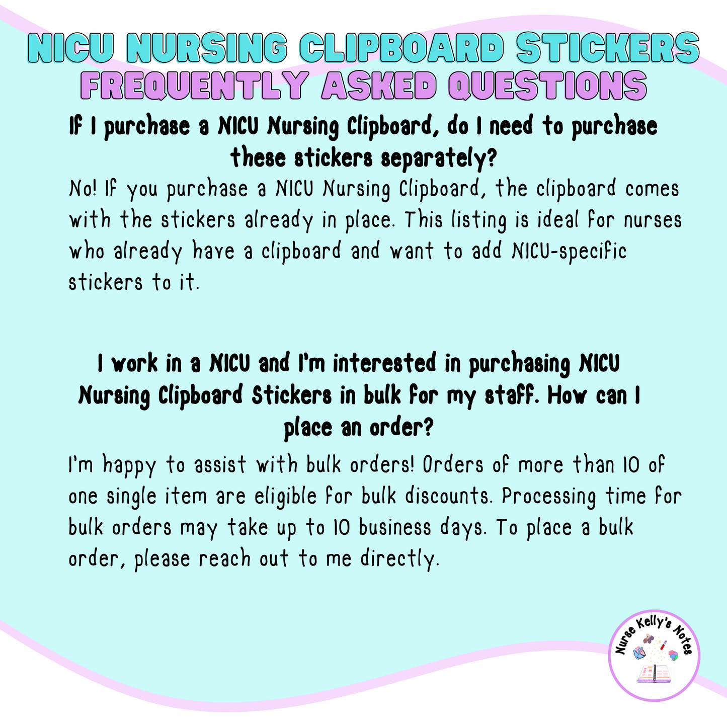 NICU Nursing Stickers for Clipboard | Perinatal and Neonatal Resources ...